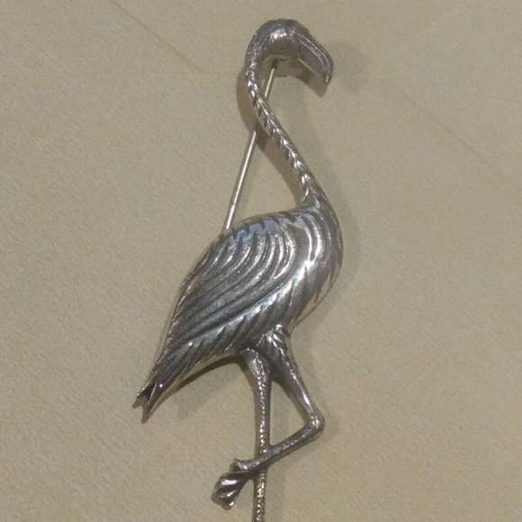 unbranded | Jewelry | Vintage Sterling Silver Flamingo Pin Brooch ...